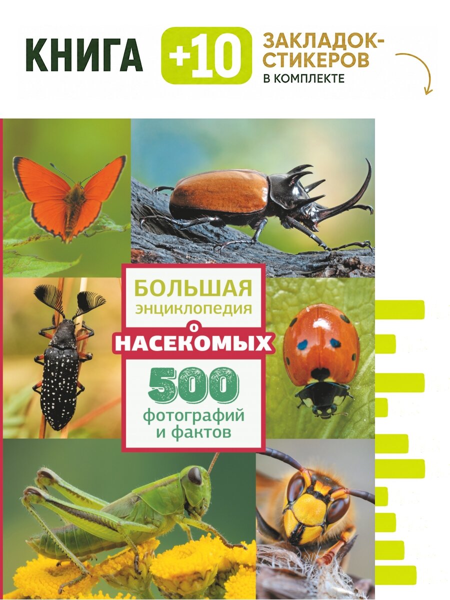 Большая энциклопедия о насекомых. 500 фотографий и фактов. Комплект: книга + 10 закладок-стикеров