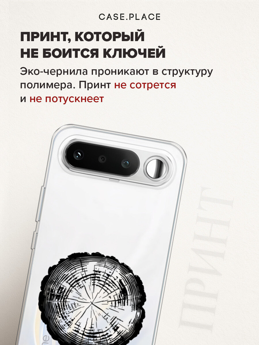 Силиконовый чехол на Realme 16 / Реалми 16 с принтом Черный спил дерева — фото 1