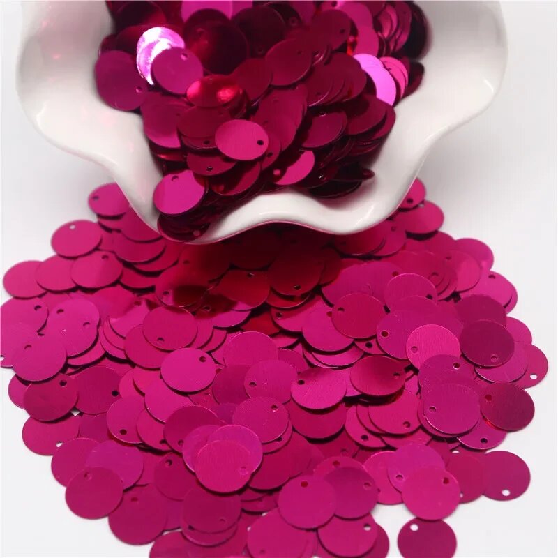 Пайетки круглые, 10 мм, rose red, 10г