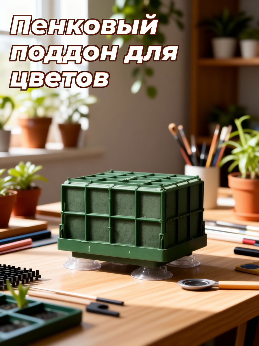 Пенопласт Для Цветов В Клетку С Присоской 11.5x11.5cm Для Домашнего И Магазинного Декора