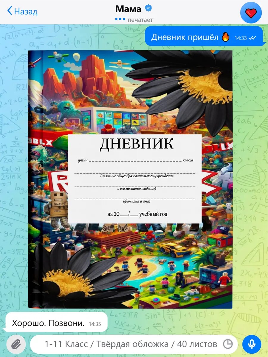 Школьный дневник с принтом Роблокс