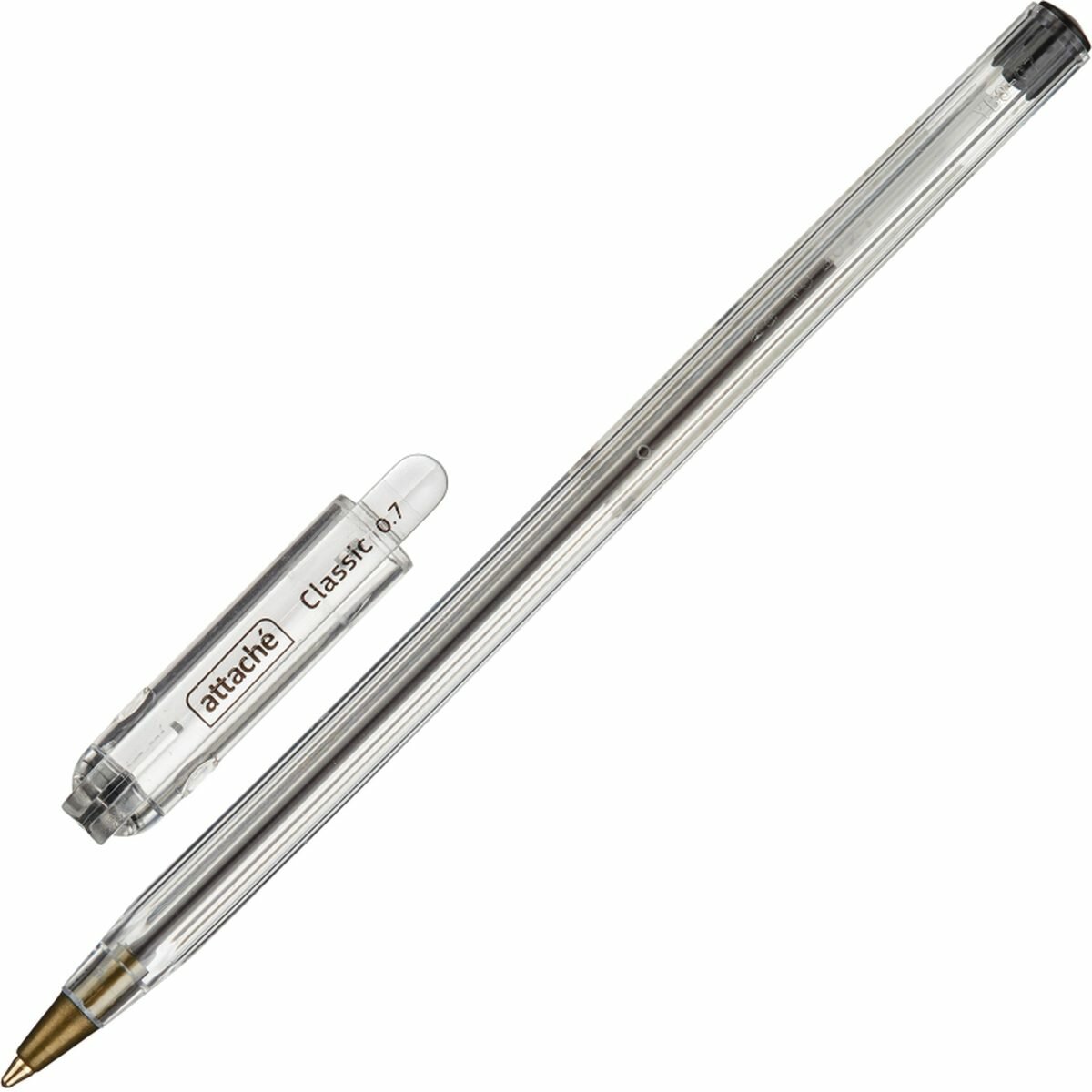 Ручка шариковая Attache Classic (0.7мм, черная, корпус прозрачный), 50шт.
