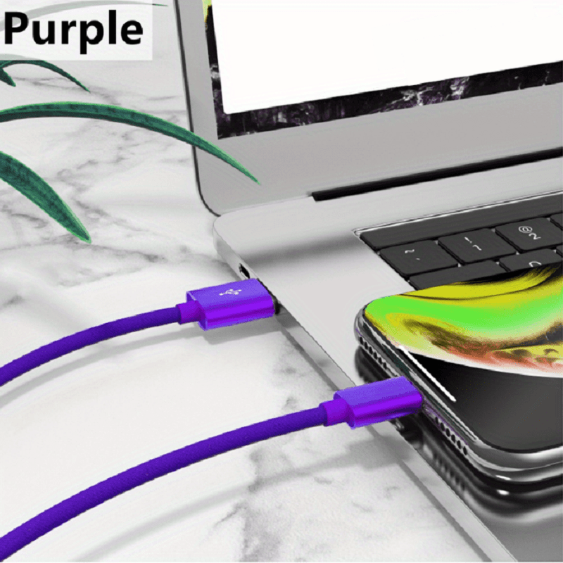 Кабель Micro USB с нейлоновой оплеткой для зарядки и синхронизации, фиолетовый, 3 м.