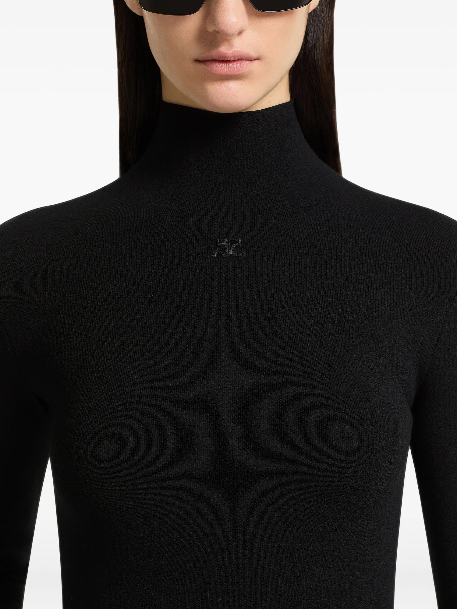 Свитер courreges Milano knit logo-patch sweater, размер 42, , черный — фото 1