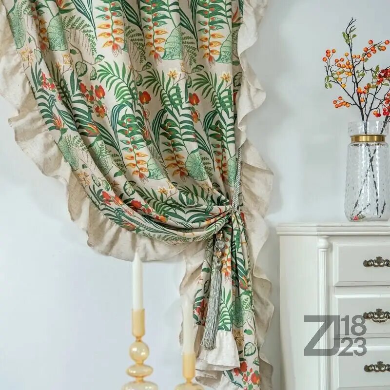 Богемные штора, полупрозрачные шторы с рюшами (1 шт.)150 ширина * 160 см высота 1 шт.