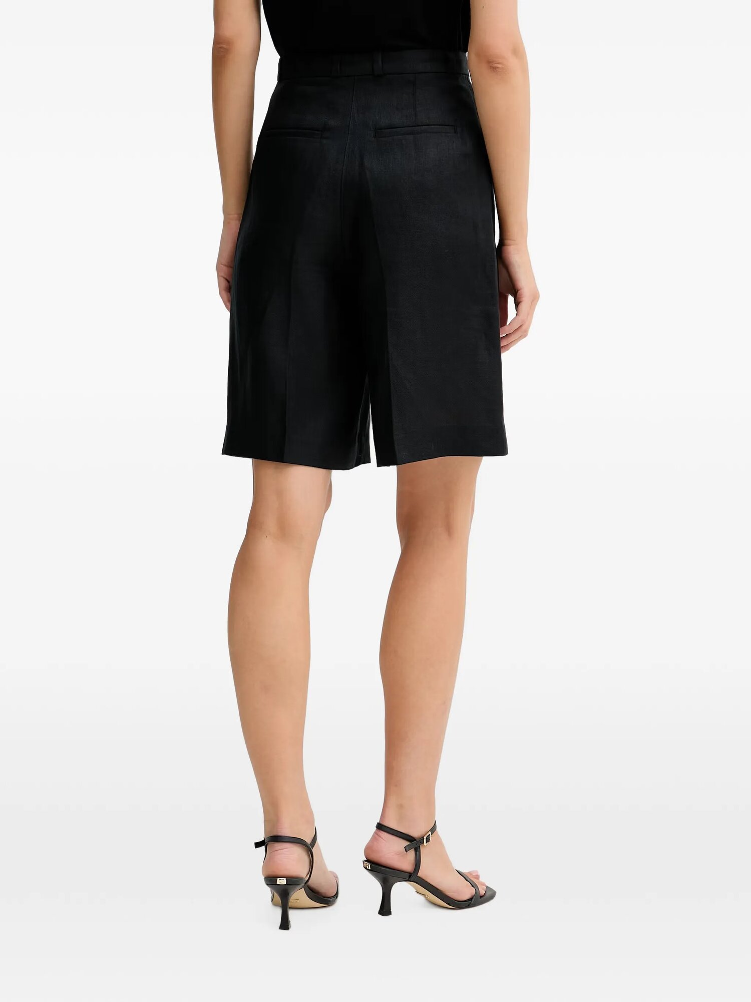 Шорты Sisley Pleated linen shorts, размер 38, черный — фото 1