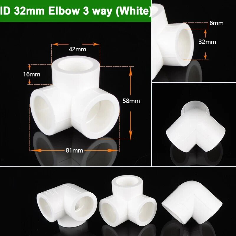 Белый/зеленый фитинг для труб PPR 20/25/32/40/50/63 мм 32mm 3 way (White)