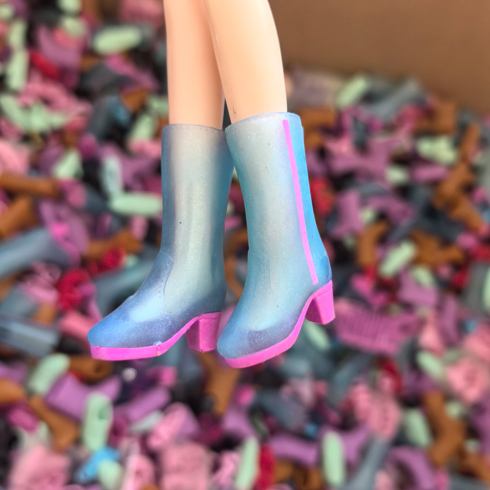 Пластиковые женские кукольные туфли для Momoko Jenny Blyth Azone чистый голубоватый