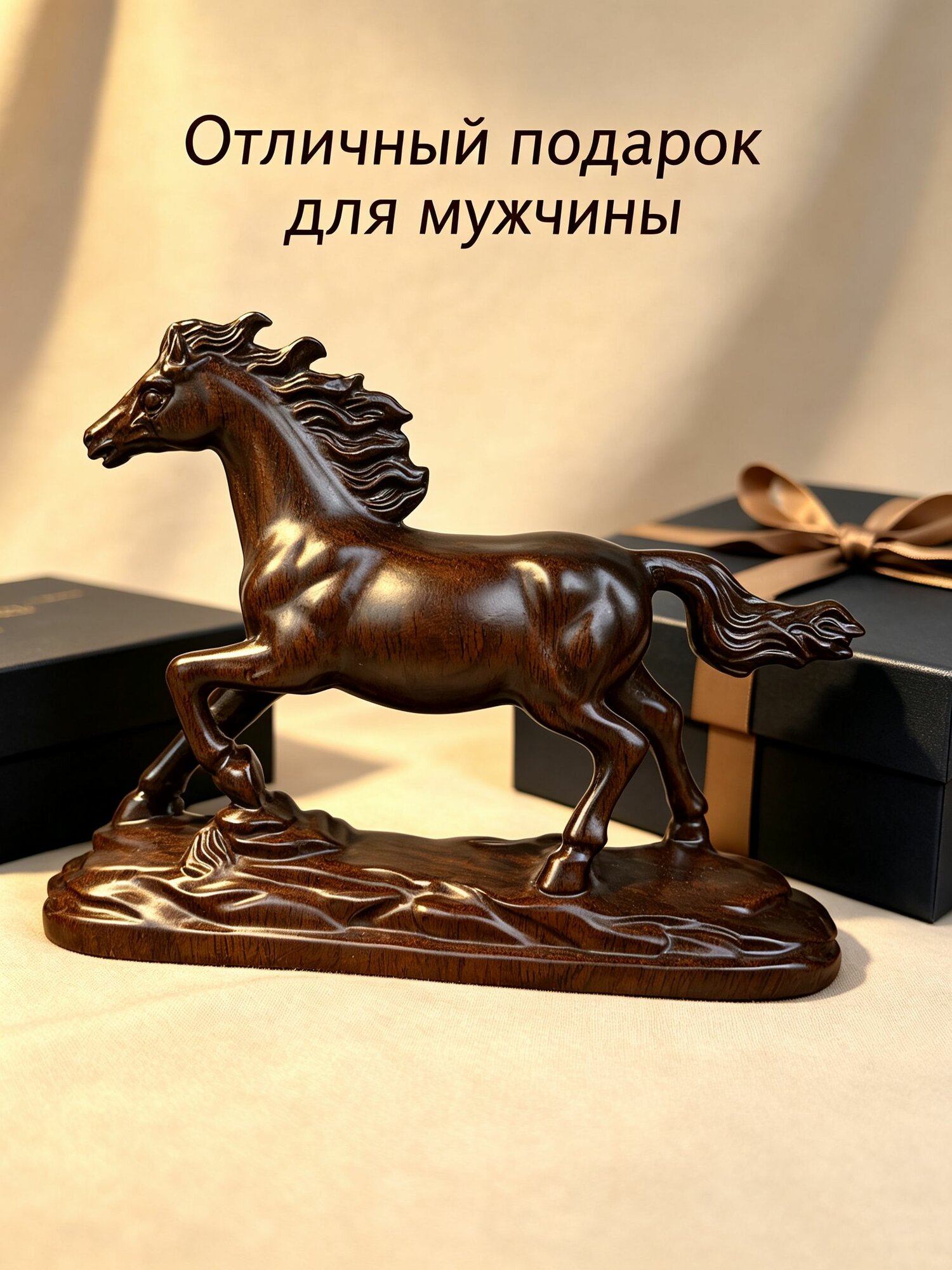 Деревянная статуэтка лошади, резной декор для дома, сувенир подарок