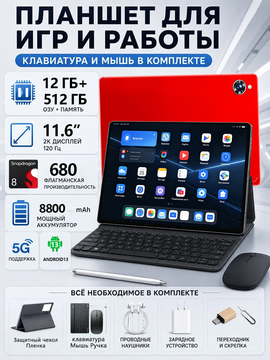 Планшеты ADVEPRO M10 11.6" 12GB+512GB Android13 8core 8800mAh wifi/5G Русский