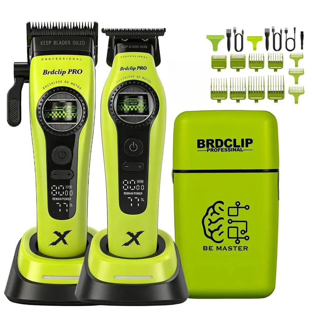 BRDCLIP Машинка для стрижки 898C-898T-609, зеленый