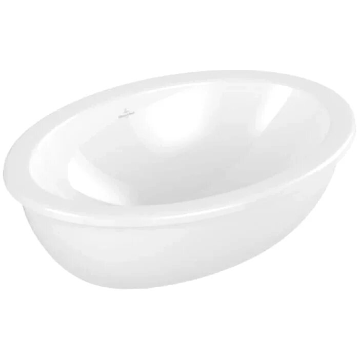 Раковина встраиваемая снизу Villeroy & Boch Loop & friends 4A550001 66 без отверстия под смеситель, фарфоровая, раковина для ванной, белая, глянцевая, овальна