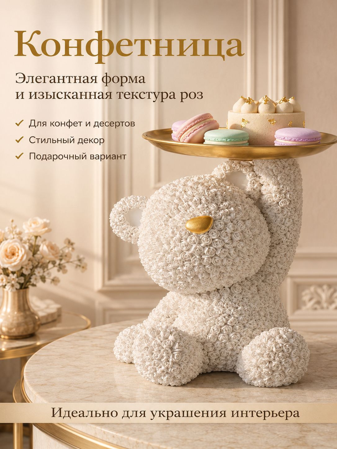 Конфетница Медведь декоративная для дома аккуратное хранение