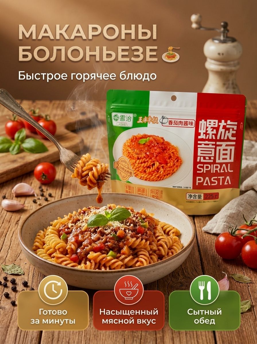 Макароны быстрого приготовления с соусом болоньезе, 112,5гр