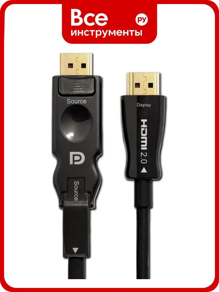 Активный оптический кабель FL-AOC-DP1.2-HDMI2.0-30M DisplayPort 1.2-HDMI 2.0, 17,28 Gbps, 4K (3840х2160px) 60Hz, HDCP 2.2, HDR10, VRR, 30 м Filum 00-01238489