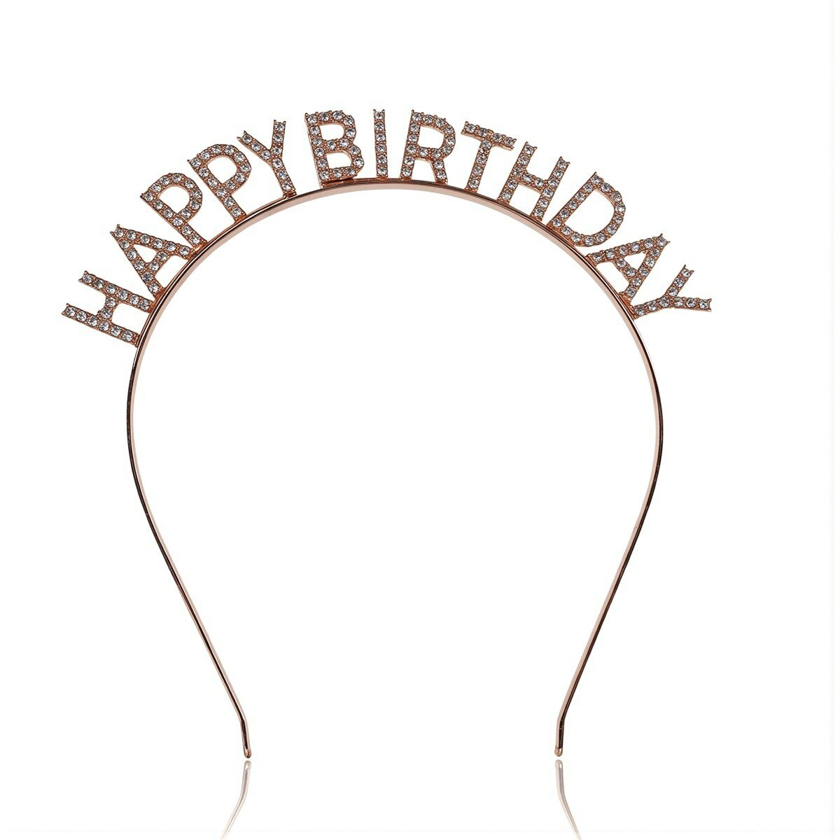 Ободок для волос с надписью HAPPY BIRTHDAY инкрустированный кристаллами золотой цвет аксессуар для дня рождения вечеринки фото аксессуар