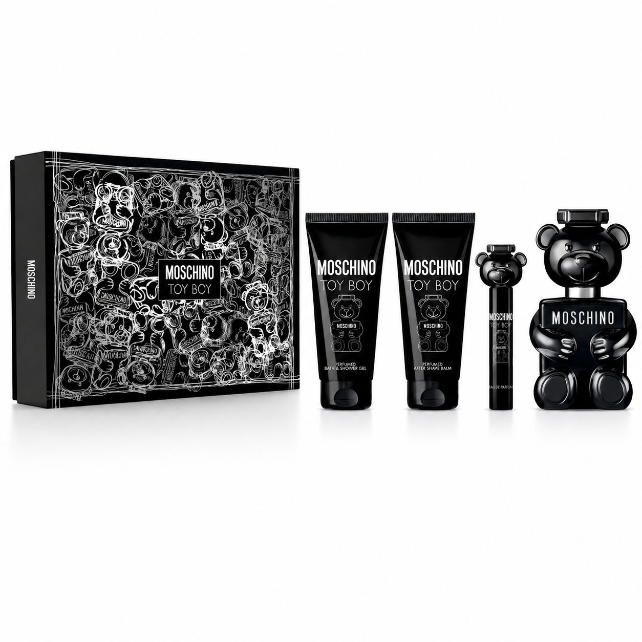 MOSCHINO Toy Boy мужской парфюмерный набор: EDP 100+10 мл, гель для душа и бальзам по 100 мл