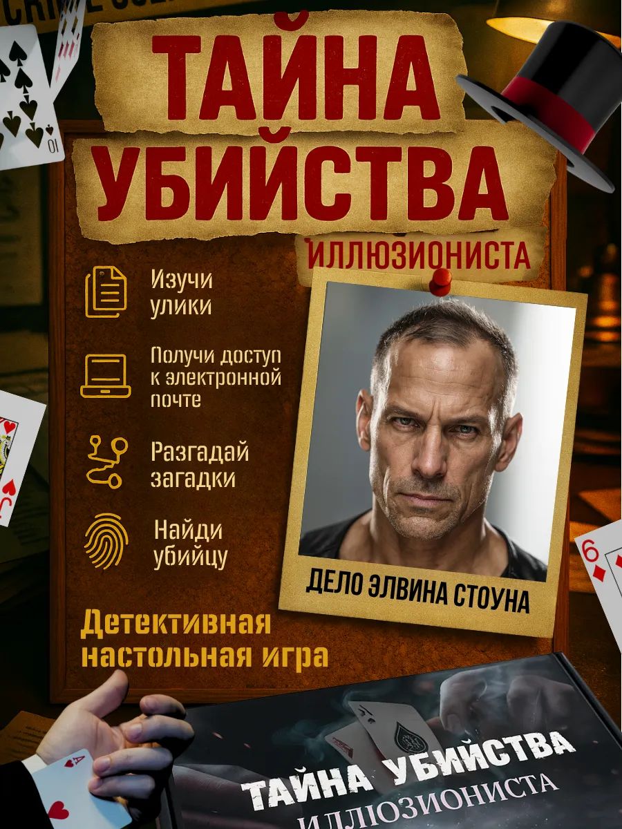 Настольная детективная игра Тайна убийства иллюзиониста