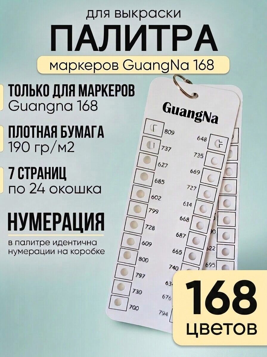 Палитра для выкраски набора маркеров GuangNa 168