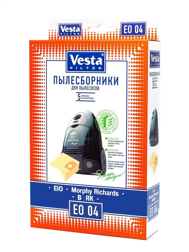 Мешки для пылесосов, Vesta filter EO04- 5 шт.