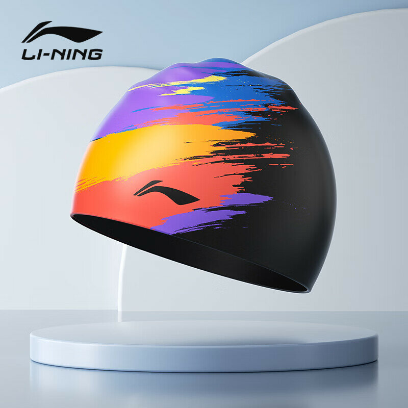 Li-Ning Силиконовая водонепроницаемая плавательная шапочка для длинных волос — стильная печатная унисекс-модель весна