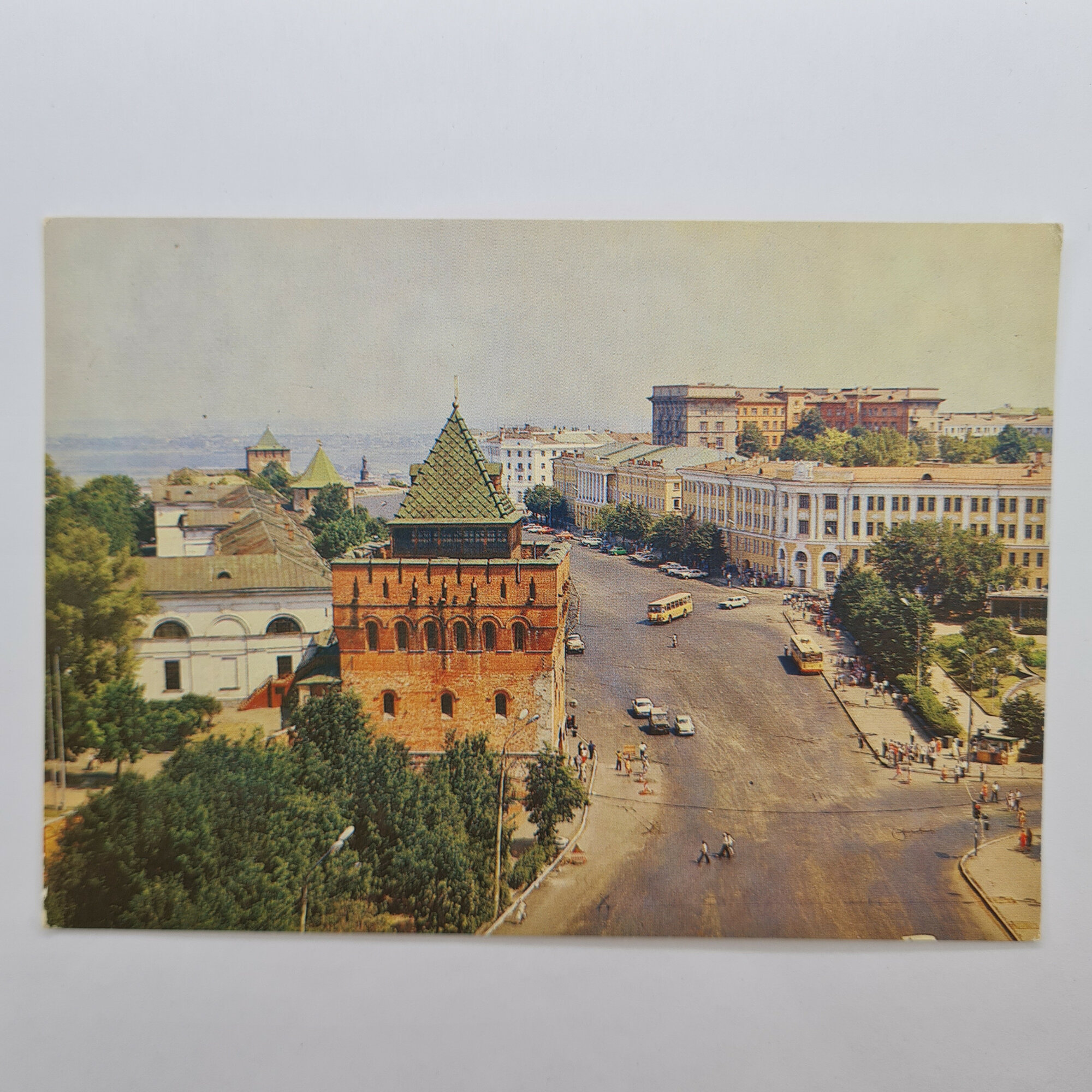 Открытка советская СССР. Горький, площадь Минина, городской вид, архитектура и транспорт. винтаж