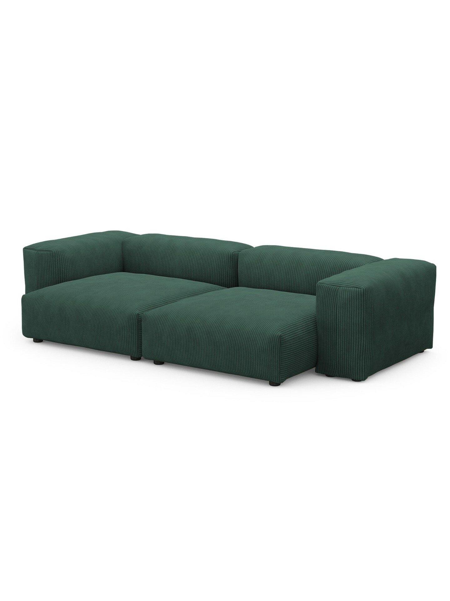 Диван Фиджи двухсекционный (большой и глубокий) Cilium Forest FM 273x137x62 см, зеленый Вельвет, нераскладной Фиеста