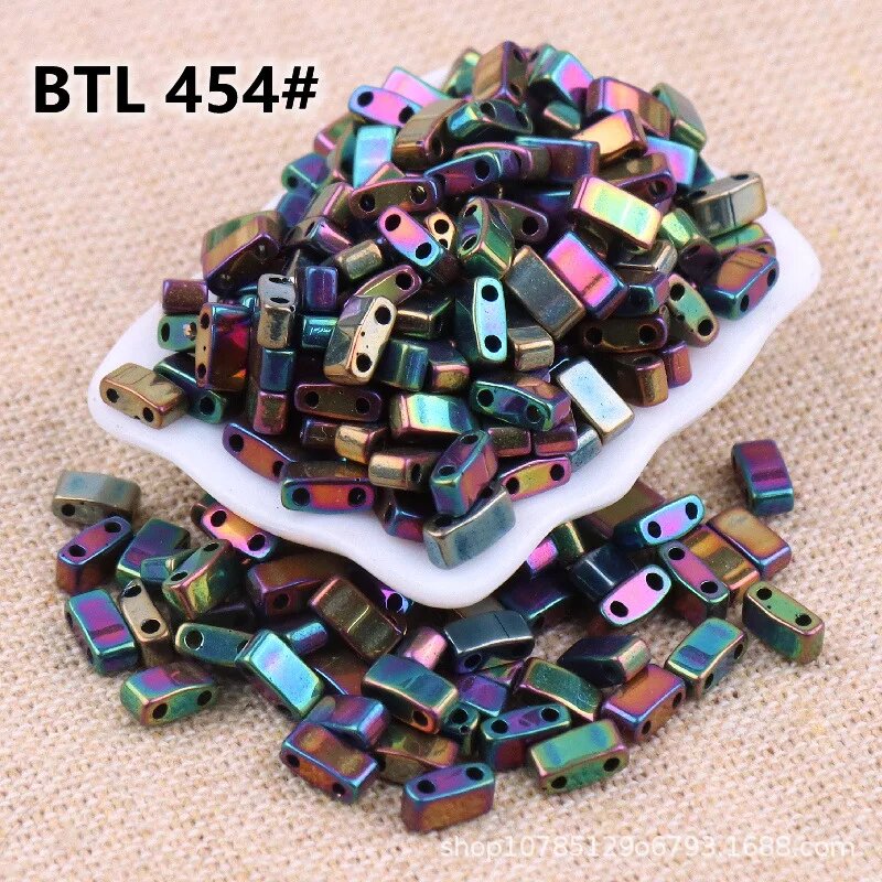 Стеклянные барочные бусины 2.5x5 мм с двойным отверстием BTL454