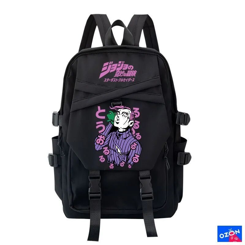 Рюкзак школьный с принтом JoJo's Bizarre Adventure Killer Queen, черный