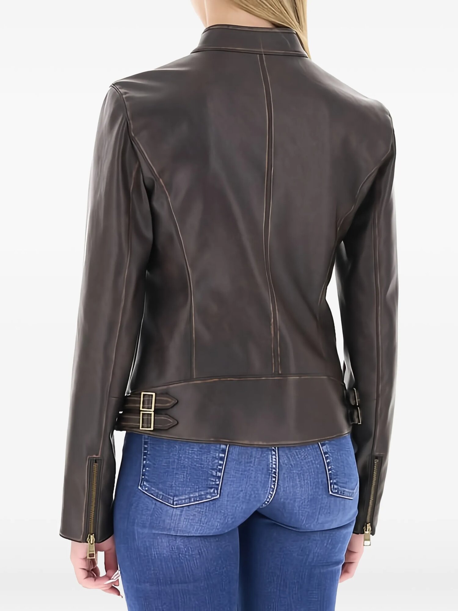 Куртка LIU JO Coated fabric biker jacket, размер 44, коричневый — фото 1