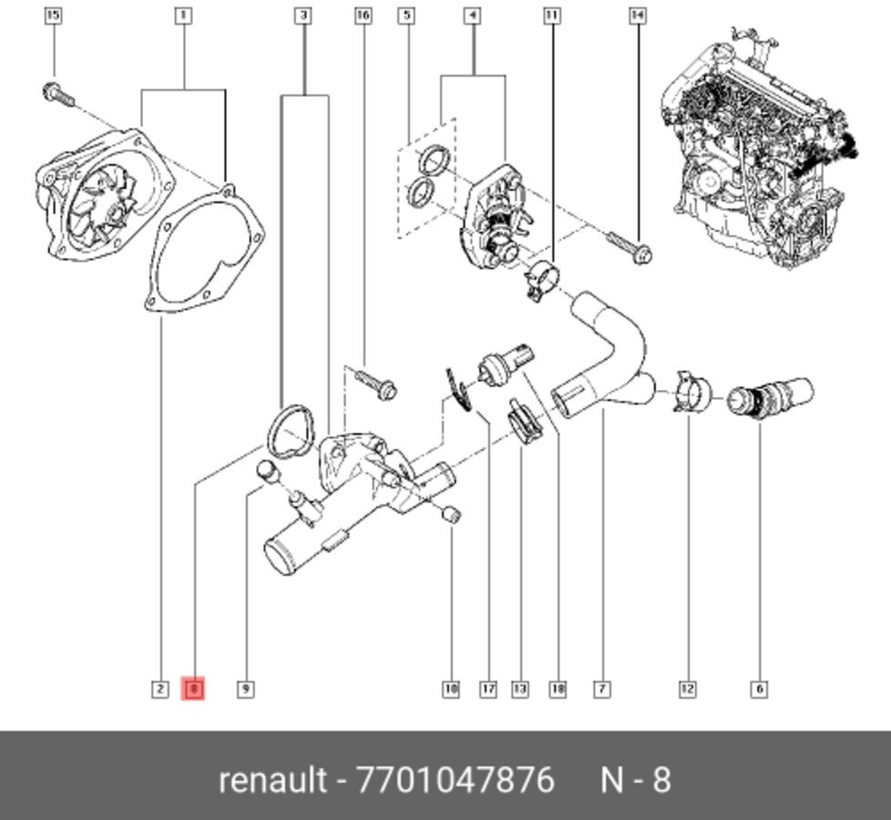 Прокладка Термостата Org (RENAULT 7701047876)