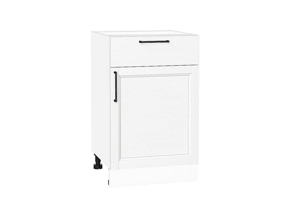 VVT Шкаф нижний с 1-ой дверцей и ящиком Сканди Белый, White Silkwood, 500 В*Ш*Г 816*500*480, фасад МДФ White Silkwood, корпус Белый White Silkwood