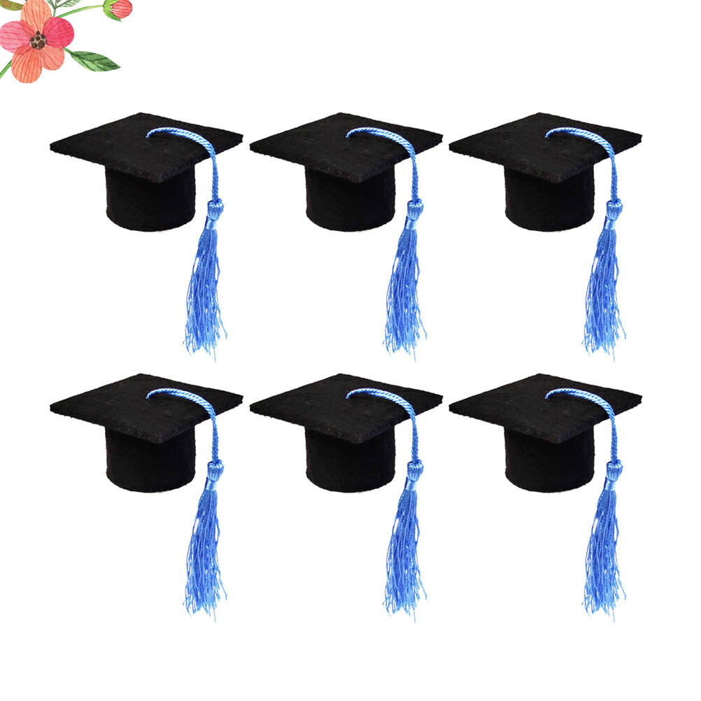 6 Штук Милые Шапочки Для Бутылок Вина В Форме Докторской К Mortar Board С Градуировочной Тасселью 5 50X5 50X3 20Cm