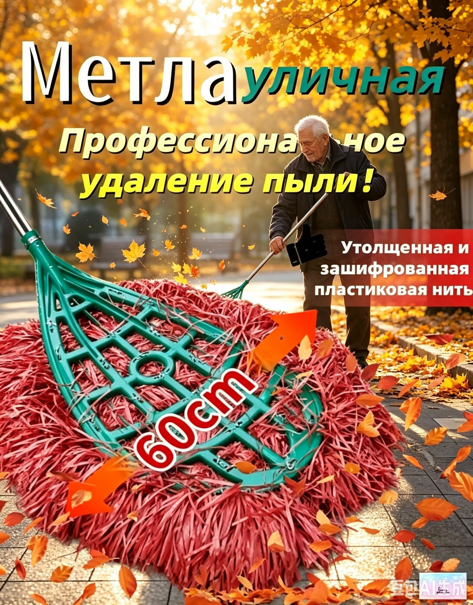 Уличная пластиковая метла/Особая толщина/Очистите листья/Метла уличная