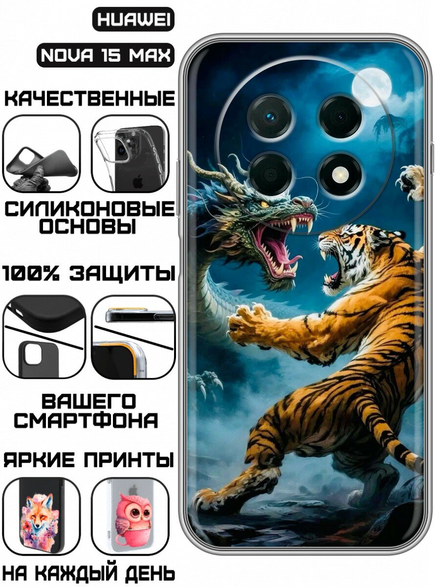 Чехол для Huawei Nova 15 Max с принтом Тигр (Хуавей Нова 15 Макс)