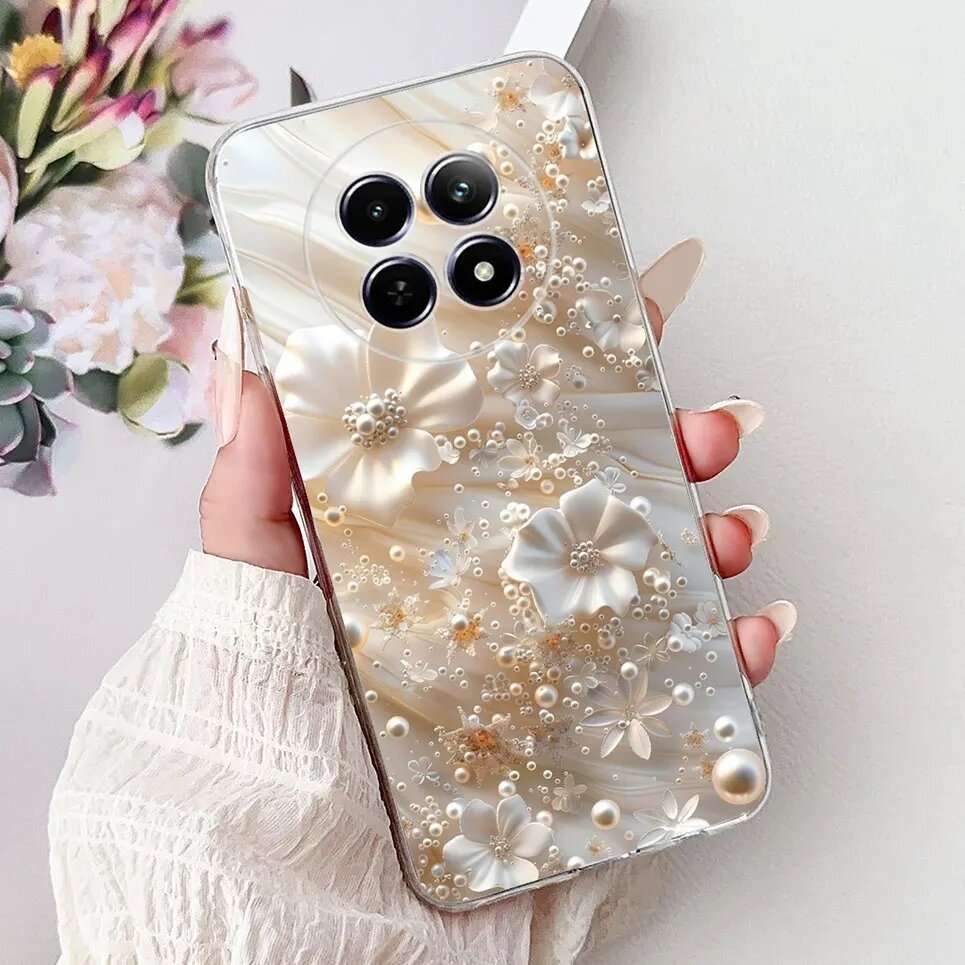 Чехол для Realme 12 12x 5G 12+ Чехол для телефона Realme 12 Plus 12 Pro Pro+ Coque Flower Butterfly Dragon Animal Прозрачная мягкая задняя крышка