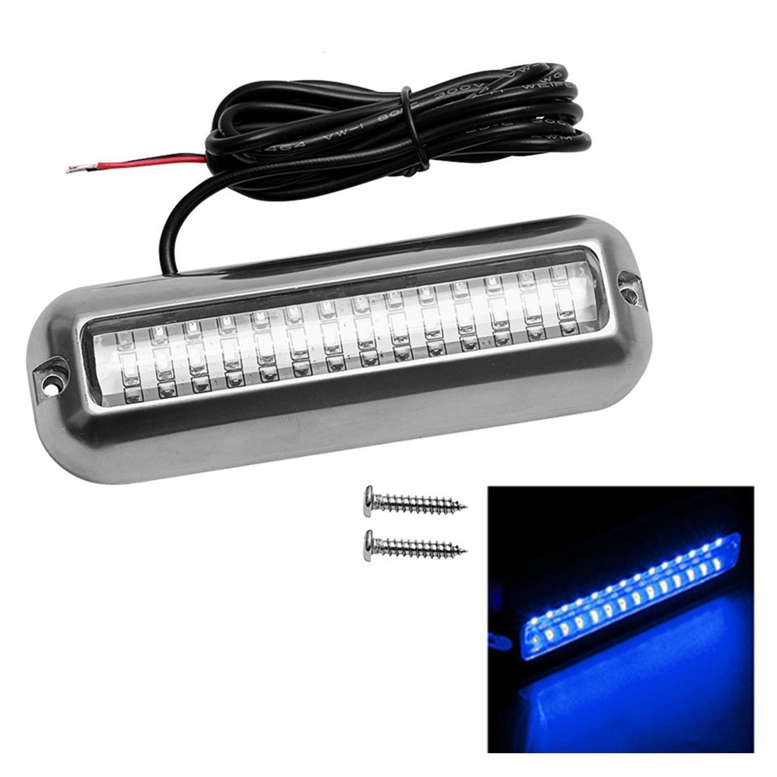 80W 42 LED Нержавеющая сталь Водонепроницаемый Подводный светильник для лодки, Синий