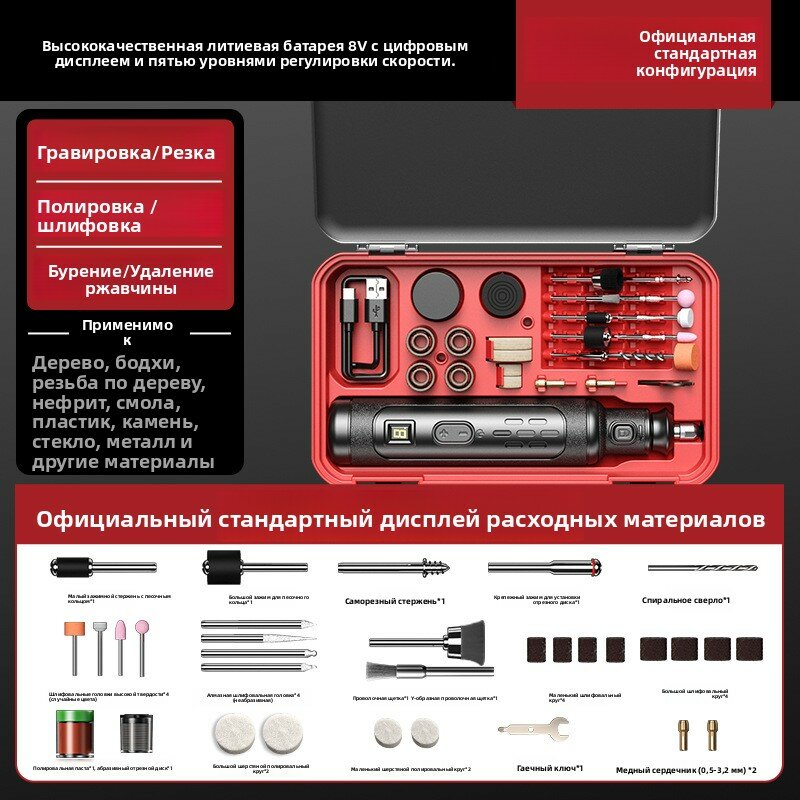 Немецкая компактная ручная электрическая шлифовальная машинка, многофункциональная для резьбы по нефриту и дереву, гравировки, полировки и сверления, мини-электроинструмент.