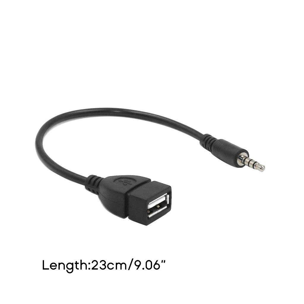 Черный MP3 адаптер кабель USB для 3.5 мм, подключение к 12