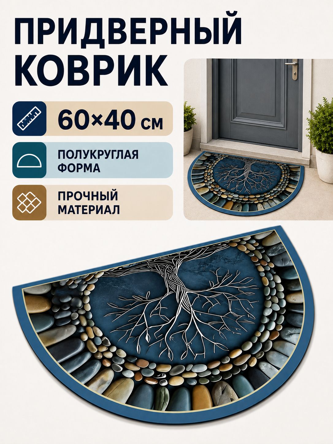 Коврик дорожка 40x60 см 3d-эффект разноцветный