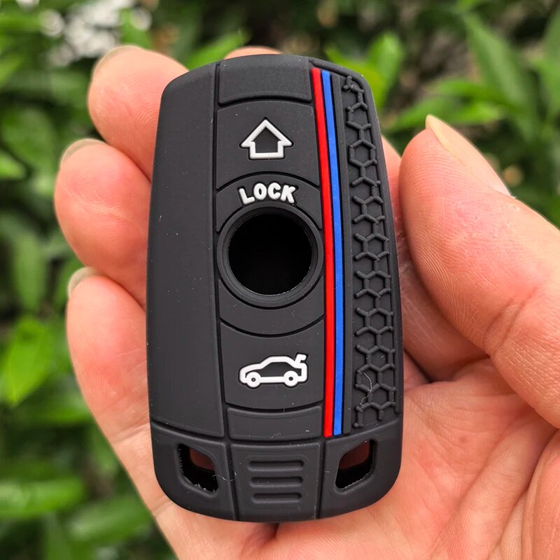 Силиконовый Защитный Чехол Для Смарт-ключа BMW E60 E61 E70 E81 E87 E90 E91 E92 X1 Blue and Red Line