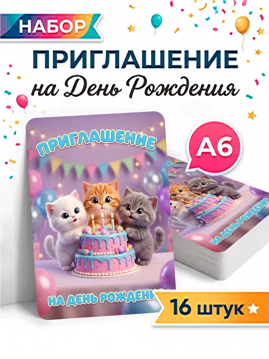 Пригласительные на день рождения котики