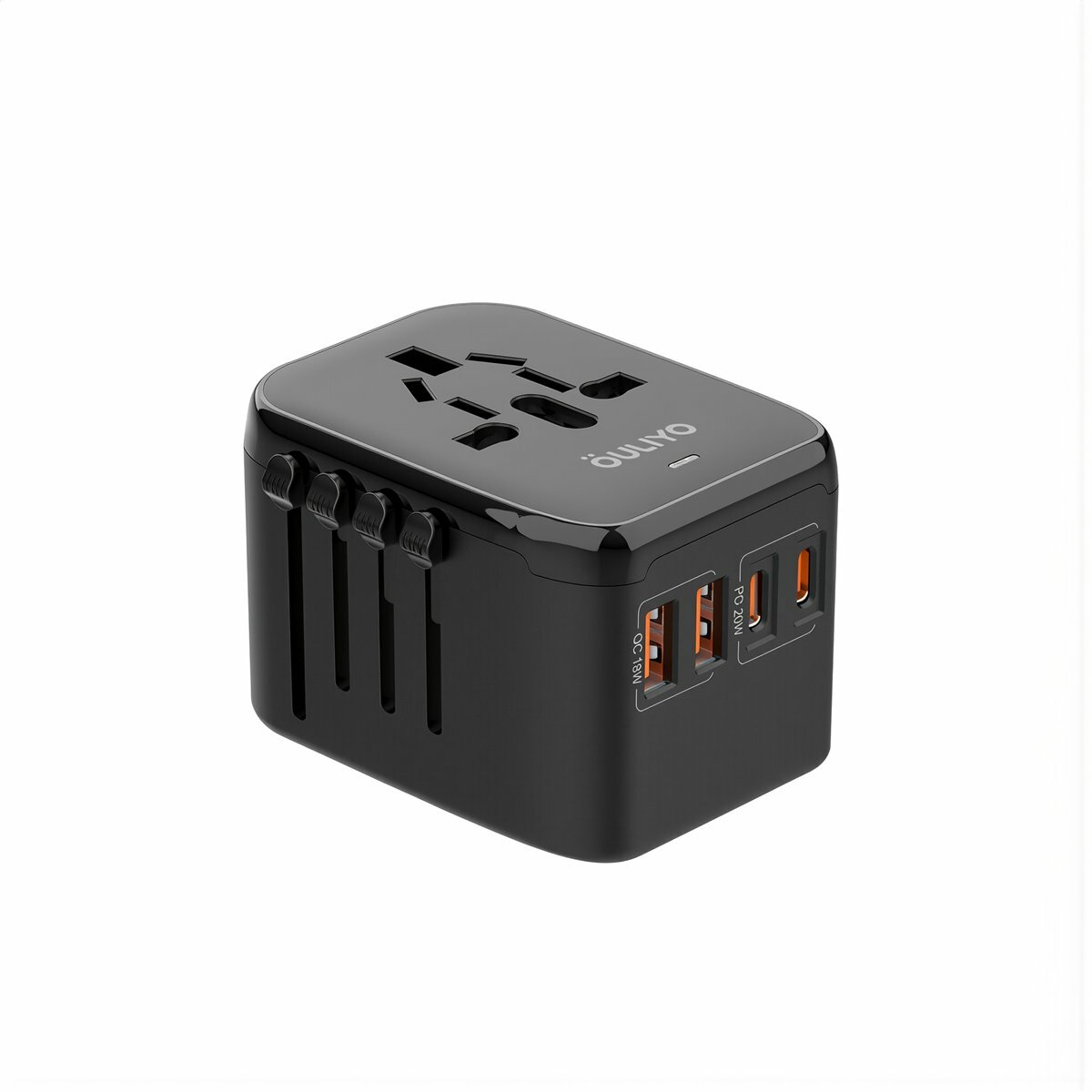 Универсальный дорожный адаптер компактный размер 2USB-A 2USB-C 2500Вт защита от перегрузок, OL-212PQ (зарядка на галлиевом нитриде) / 2 USB + 2 TYPE-C