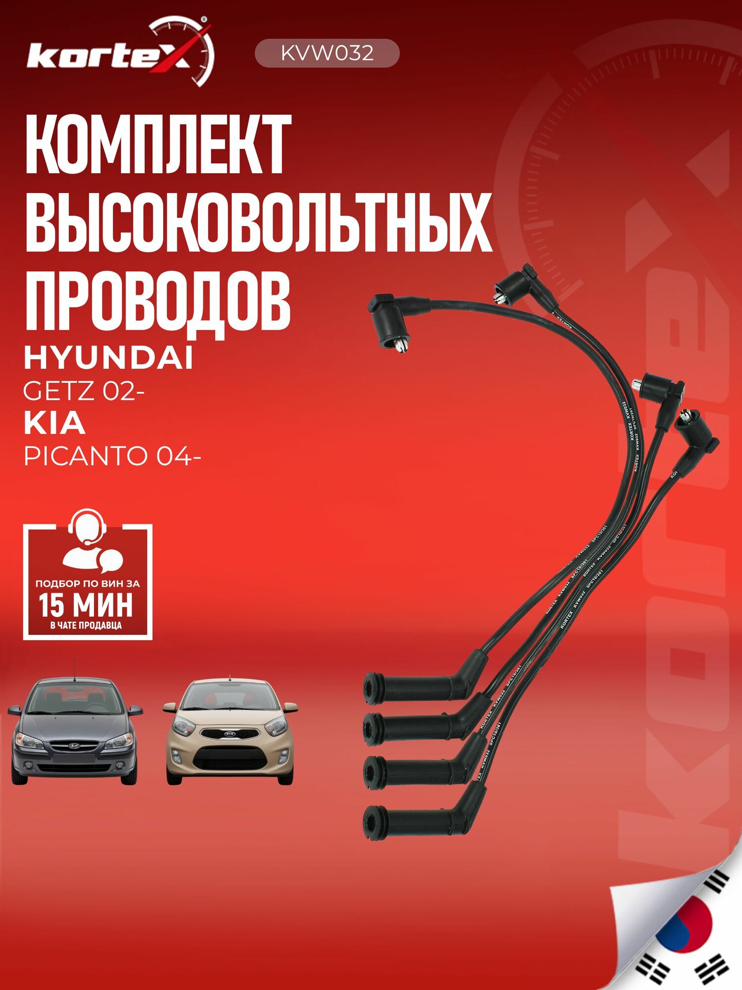 Высоковольные провода Хендай Гетц, Киа Пиканто ZEF1135, T747B, SPC5513