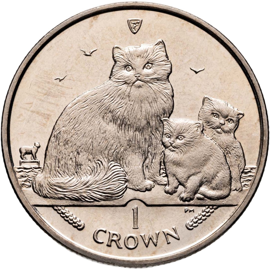 Остров Мэн 1 крона crown 2007 "Кошки - Рэгдолл", Мельхиор медь-никель, в сохранности AU-UNC