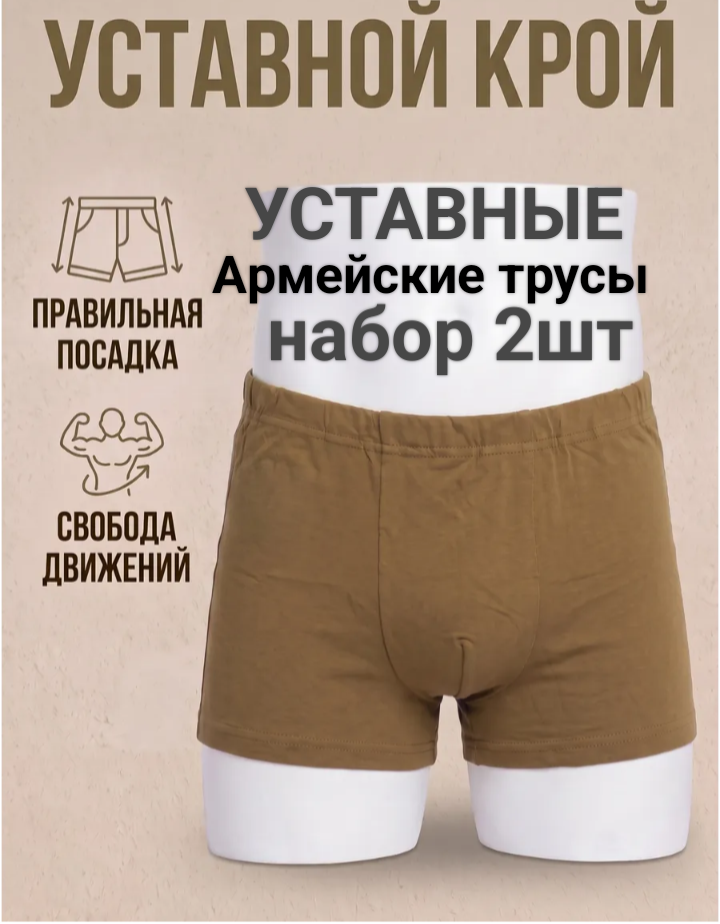 Трусы  Трусы вкпо/ олива, комплект из 2 шт., размер 50, песочный