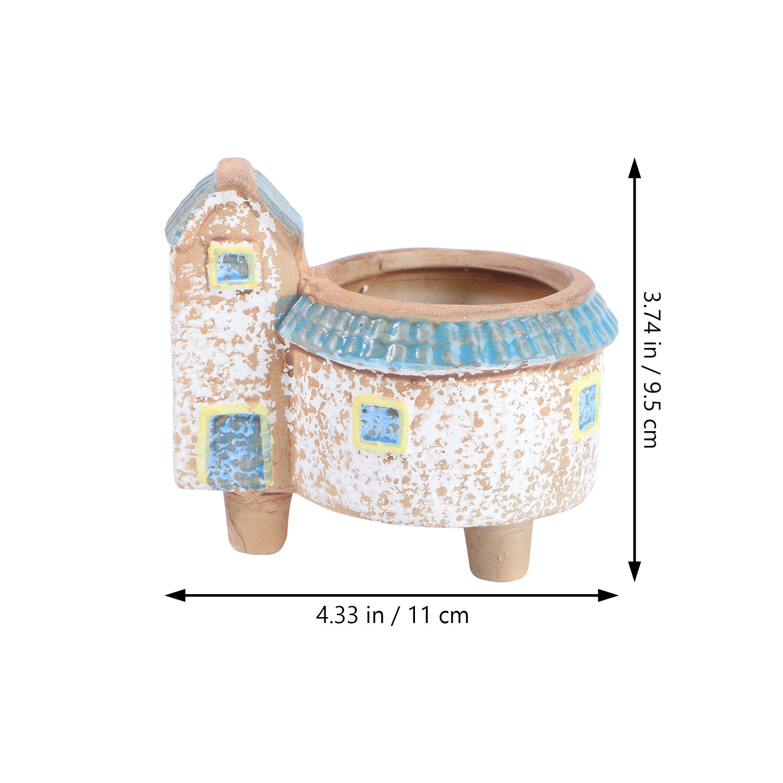 Керамический Горшок В Форме Домика 1 Шт Цветной Размер 11X6.5Cm Для Суккулентов И Декорации Балкона