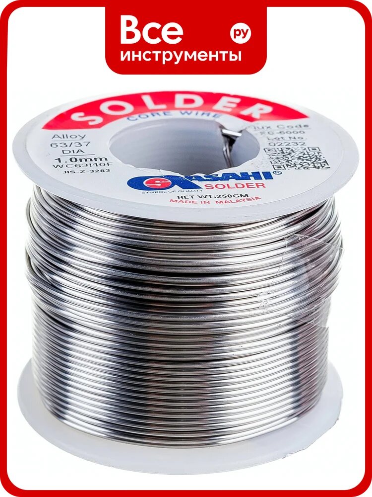 Припой (1 мм, 0.25 кг, Sn63/Pb37, FC5000 флюс RMA) ASAHI 00-00000308