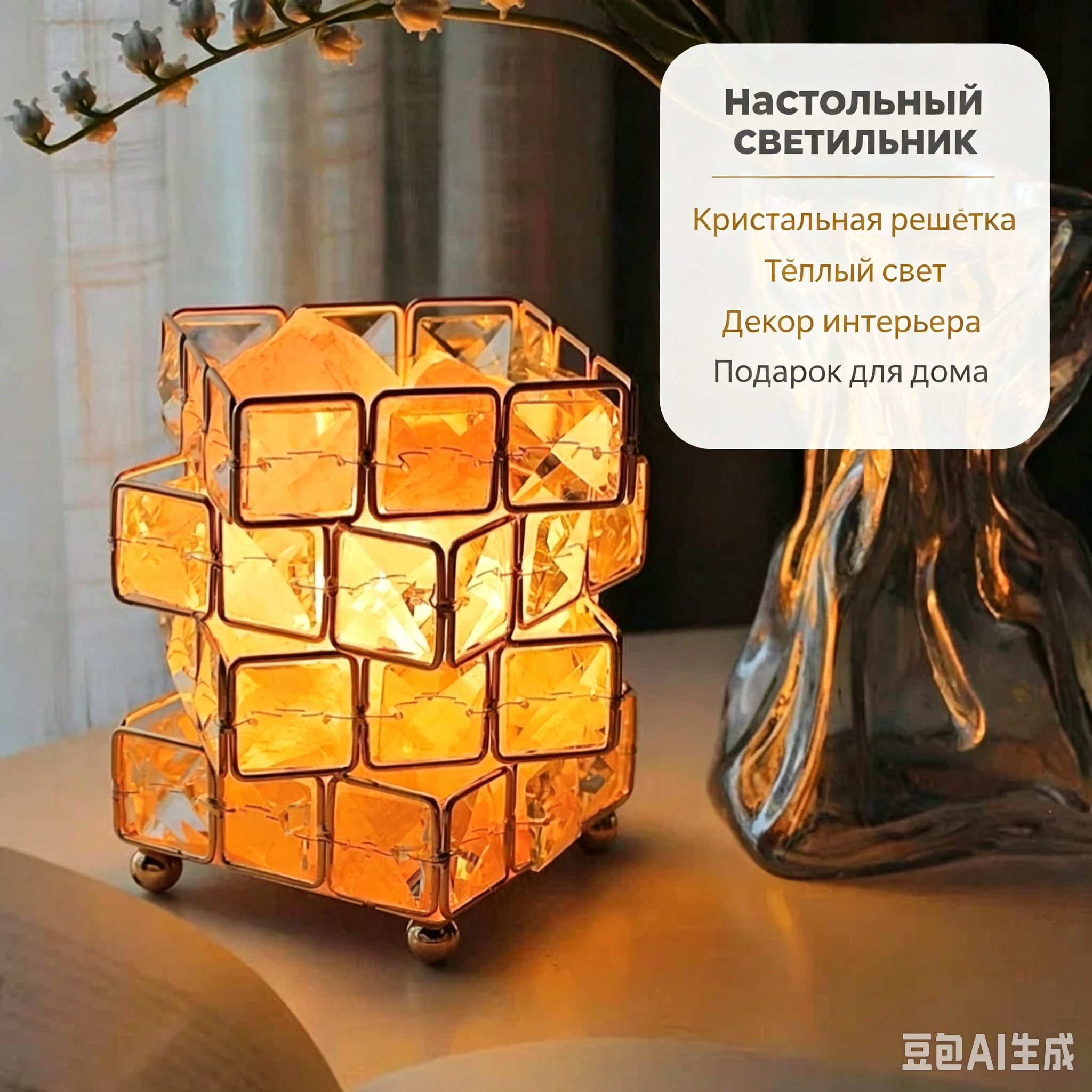Настольная лампа Liuliudashun Хрустальные Камни с соляными камнями, USB питание, сенсорное управление, 3 режима света