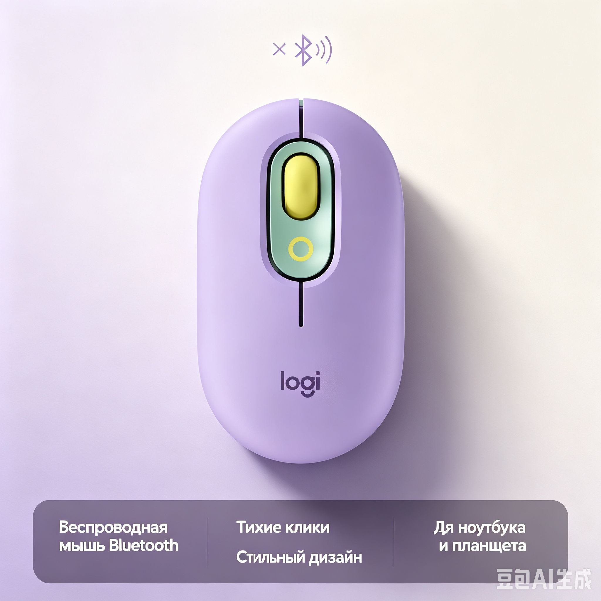 Мышь беспроводная Logitech POP MOUSE, фиолетовый